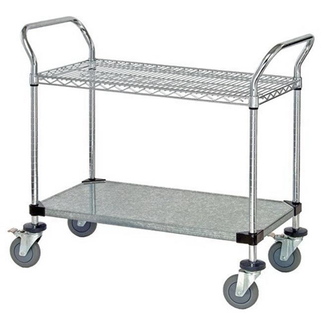 Wire & Solid Shelf Mobile Utility Carts - 24 x 36 in. - Walmart.com