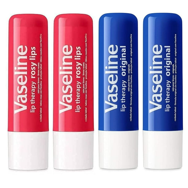 Vaseline Lip Therapy 4 Pack Lips Set (2 Original, 2 Rosy) With ...