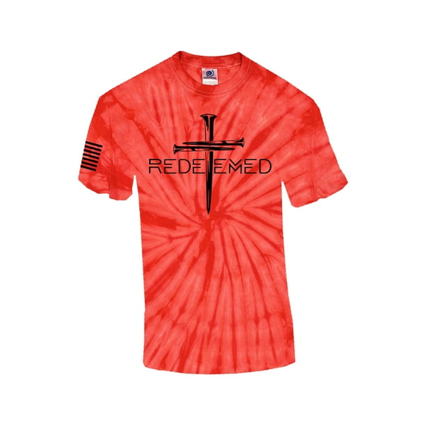 Redeemed Cross Nails Mens Christian American Flag Sleeve T-shirt ...