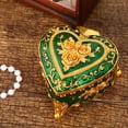 AOOOWER Romance Heart Shape Metal Jewelry Storage Box With Floral ...