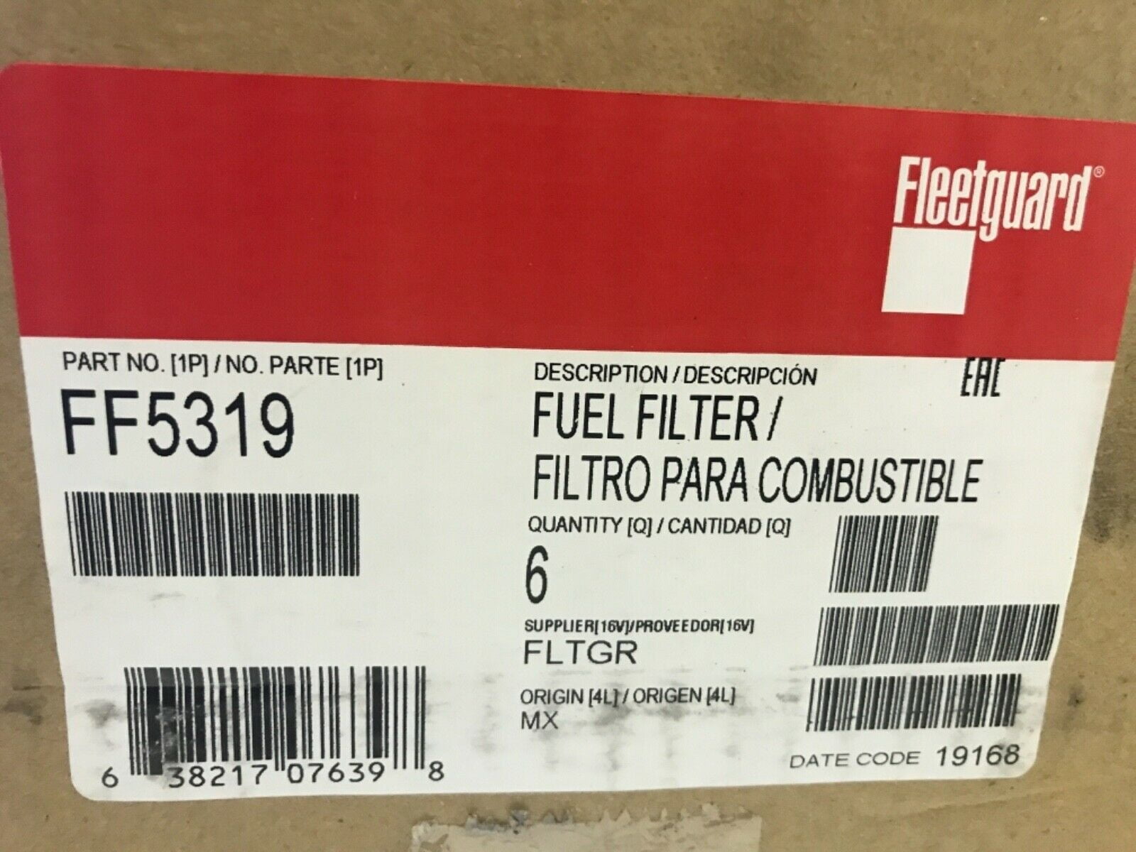 Fleetguard FF5319 Fuel Filter Cummins Caterpillar 1R0749 (PACK OF 6 ...
