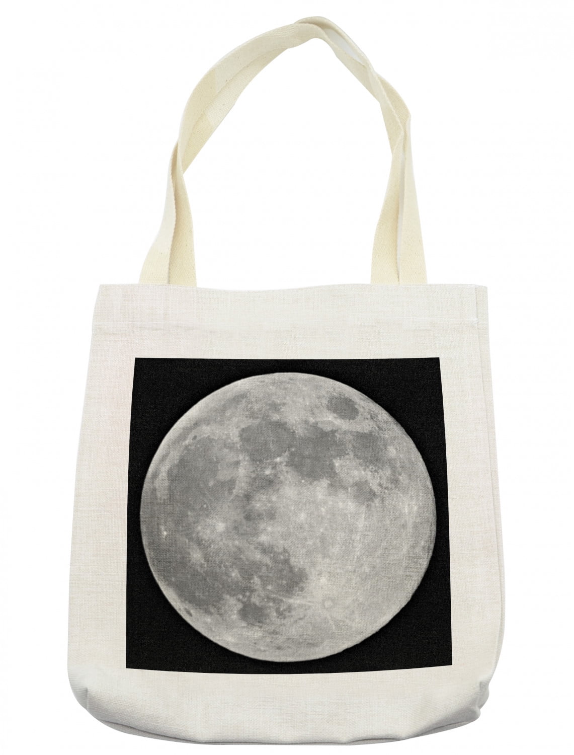Moon Tote Bag, Black and White Full Moon Detailed Photography of ...