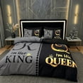 3PCS Super Soft Breathable Crown King And Queen Letter Duvet Cover Set ...