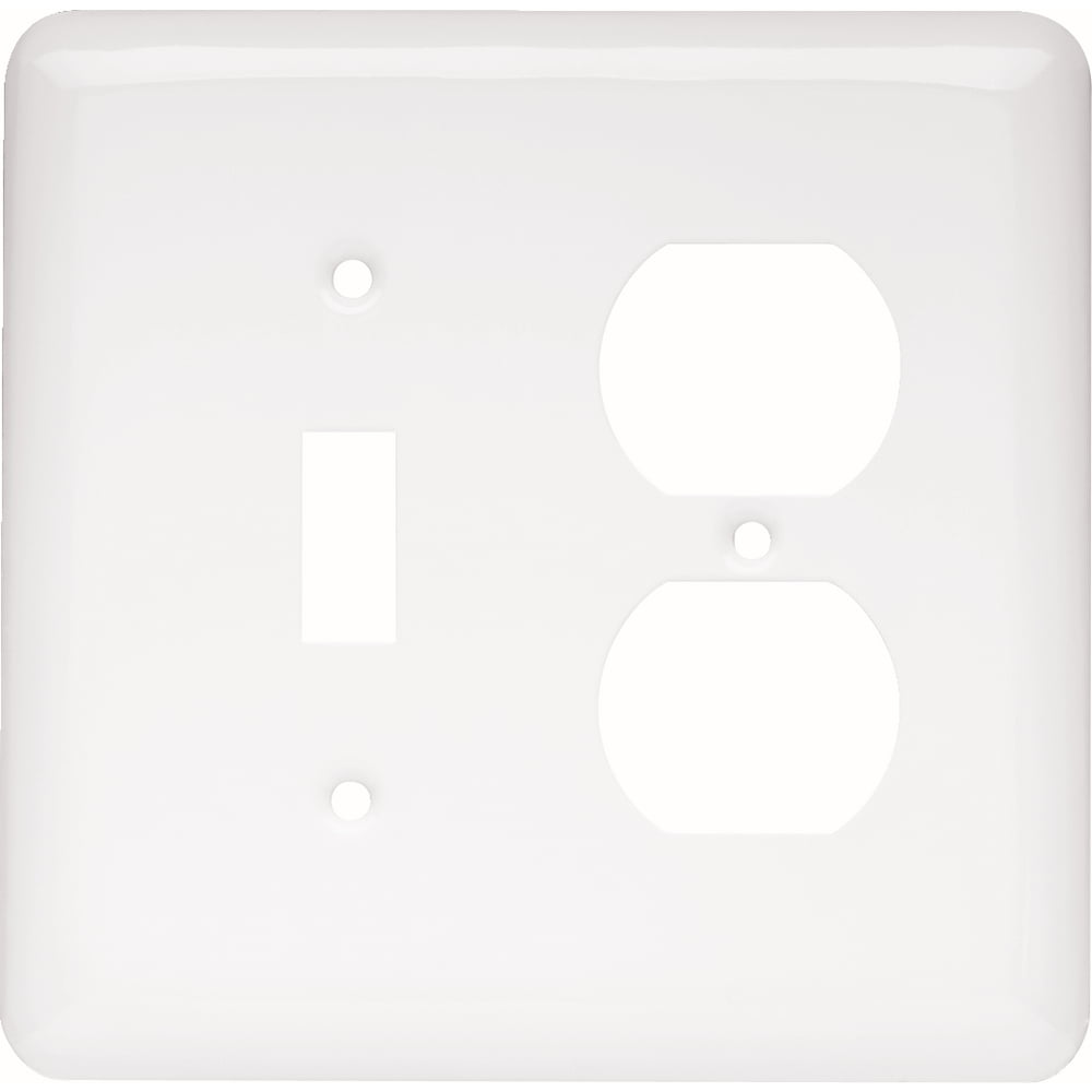 Franklin Brass Stamped Round Single Switch/Duplex Wall Plate in White ...