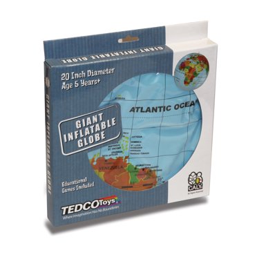 12" Clear Topographic Jumbo Inflatable Globe - Walmart.com