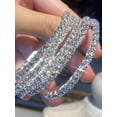 5pcs Silver Sparkling Crystal Rhinestone Stretch Bangle Set, Elegant ...