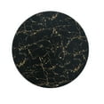 SSLINE Black Marble Printed MDF Round Dining Table, Black Columnar Base ...
