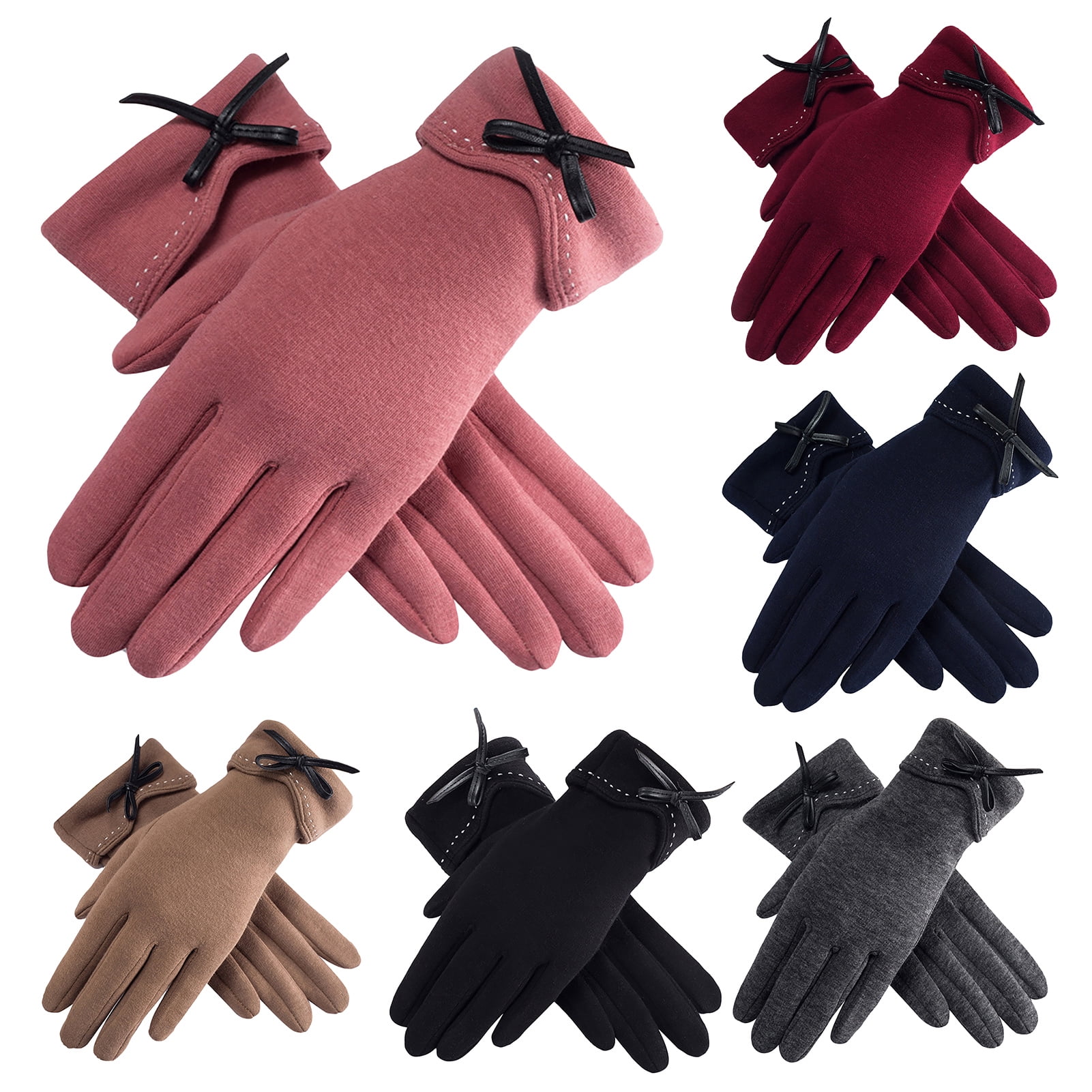 Anvazise Snow Gloves Full Finger Cover Warm Thermal Bow-knot Decor ...