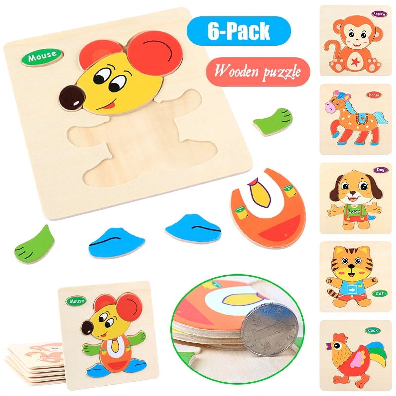 Click here for Yoptop 6 Pack Wooden Puzzles For Toddlers 1-3 anim... prices