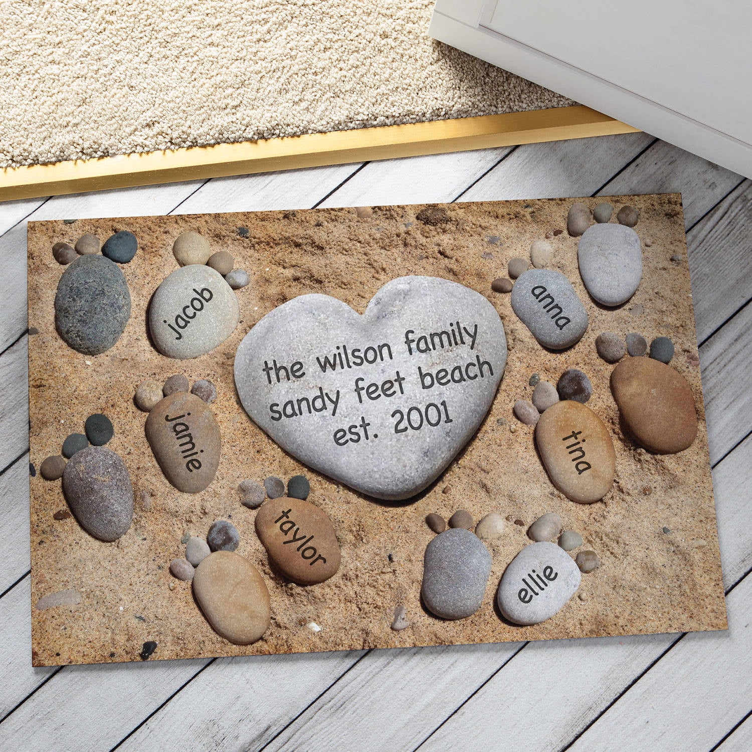 Personalized Pebble Feet Doormat Available In Multiple Names - Walmart ...