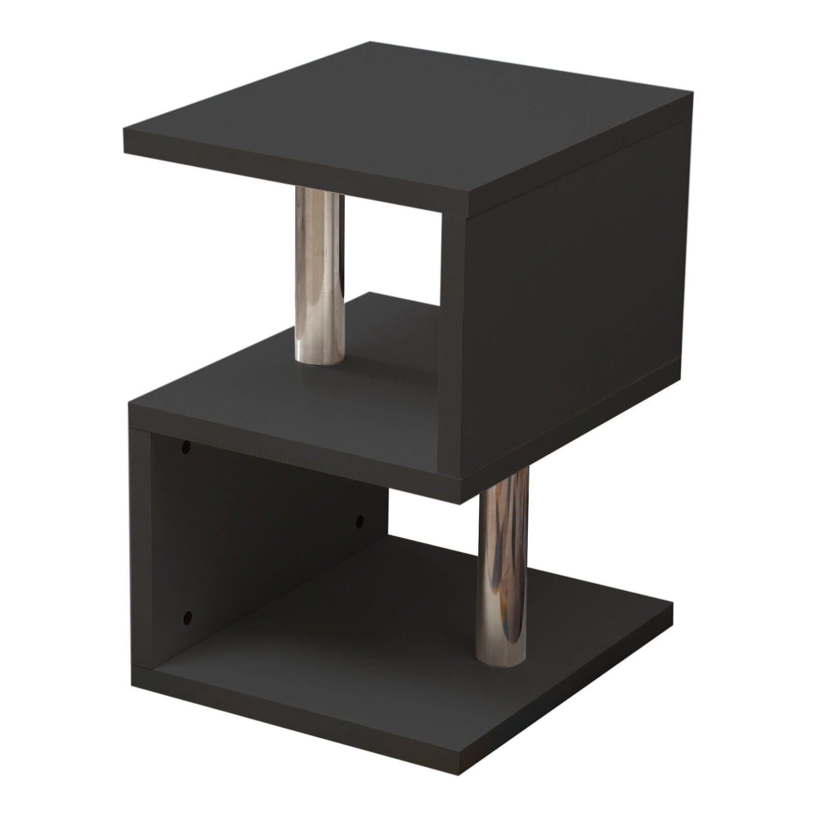 Modern 3 Tiers Sofa Side End Table S-Shaped LED High Gloss Coffee Table ...