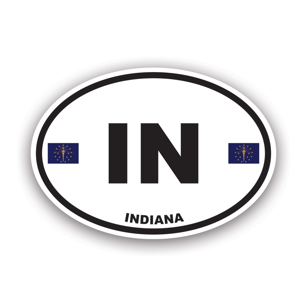 Indiana Flag Oval Sticker Decal - Self Adhesive Vinyl - Weatherproof ...