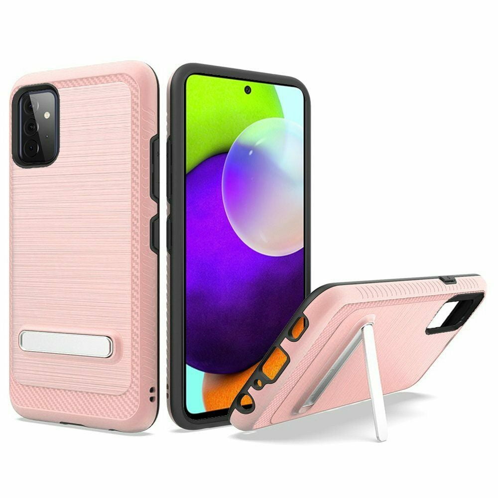 Kaleidio Case For Samsung Galaxy A52 5G [Metallic Armor] Brushed Metallic [Shockproof] Kickstand ...
