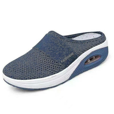 Women Breathable Closed Toe Slip On Sandals Comfy Casual Wedge Sliders ...