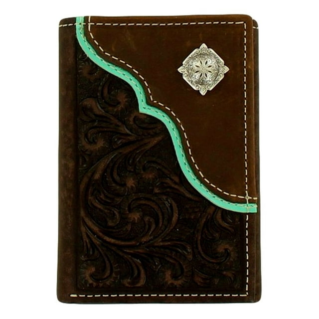 Nocona Western Wallet Men Trifold Concho Embossed Slots Brown N5411302 ...
