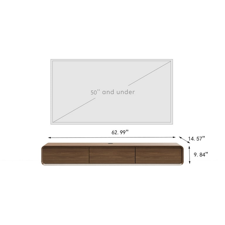 POVISON Minimalist Floating TV Stand Modern Wall Mounted Entertainment Center with 3 Drawers Walnut Veneer Media Console TV Console 62.99 Walmart