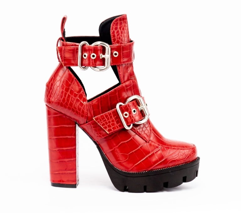 Botin de tacon ancho Casual para Dama Hanna MX Yonce Red Croc | Bodega ...
