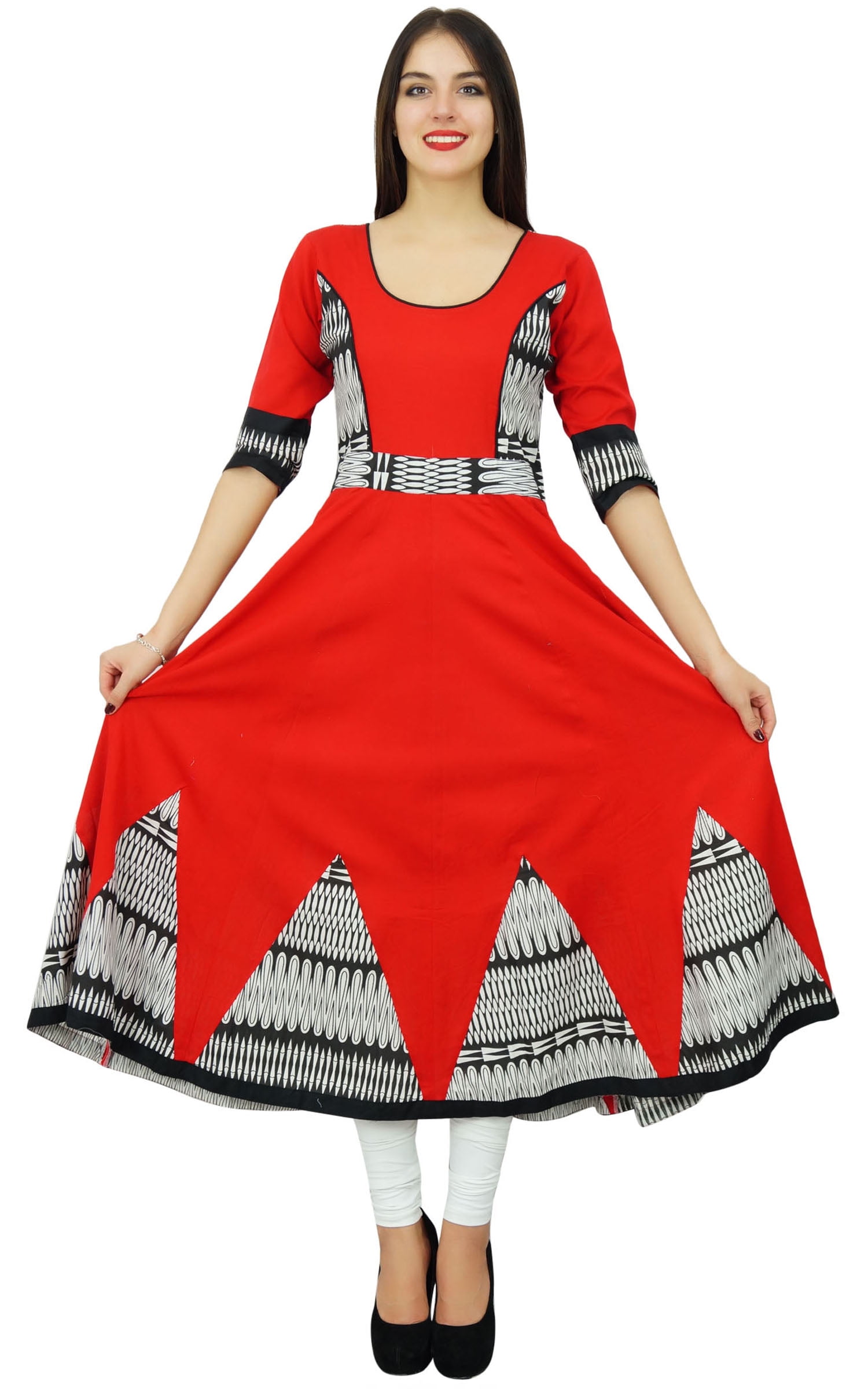 Bimba Women Long Flaired Kurti India Clothing Designer Kurta Boho Chic ...