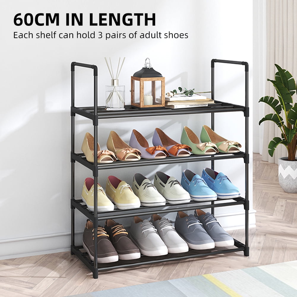 Shoe Rack, 4 Tier Shoe Organizer with 4 Shelves Metal Shoe Storage ...