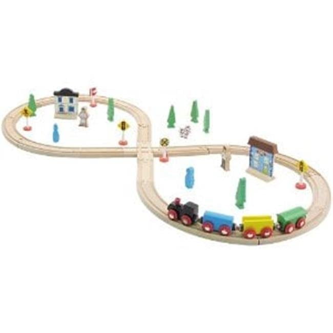 CHH 964008 35 Pieces Wooden Train Set with Plastic StorageTub - Walmart.com