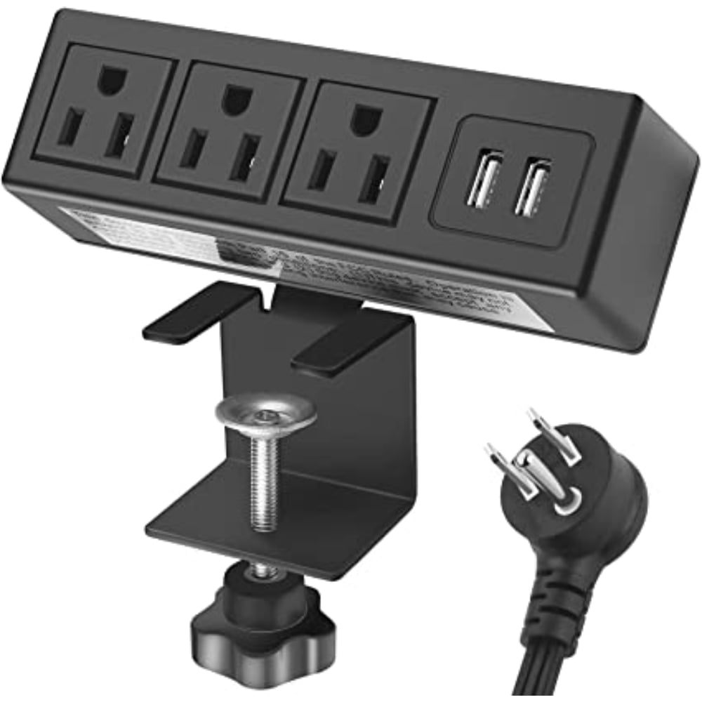 PEACNNG Desktop Edge Power Strip, Removable Clamp Power Outlet Socket ...