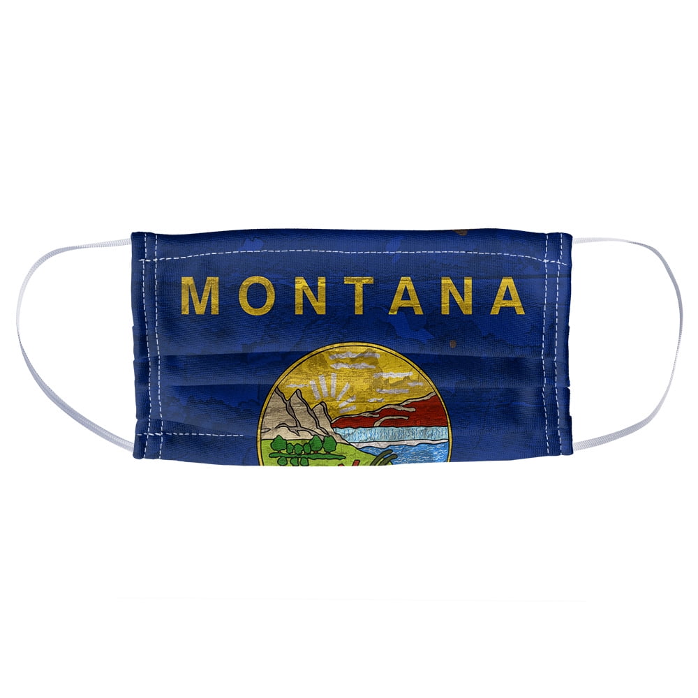 Rustic Montana State Flag Distressed 1-Ply Reusable Face Mask Covering ...