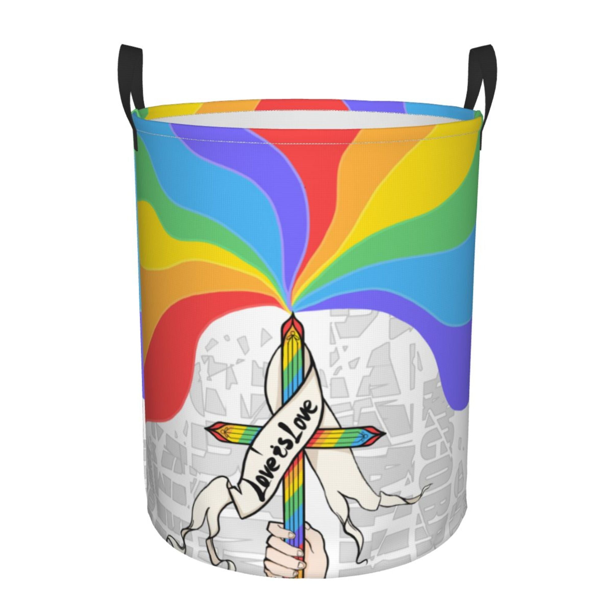 DouZhe Waterproof Collapsible Large Laundry Baskets, Rainbows Cross ...