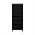 Pemberly Row Adjustable 6 Shelf Open Storage Bookcase in Black Matte ...