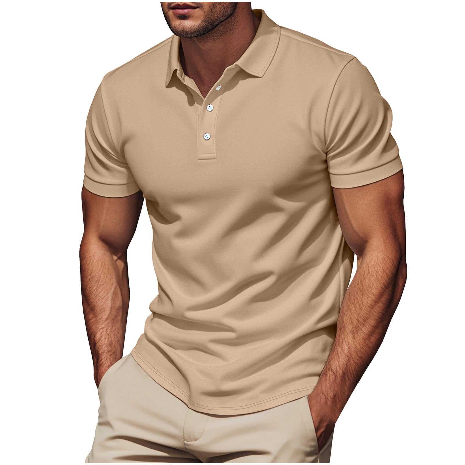 Click here for Hoksml Mens Polo Shirts Solid Color Collared Butto... prices