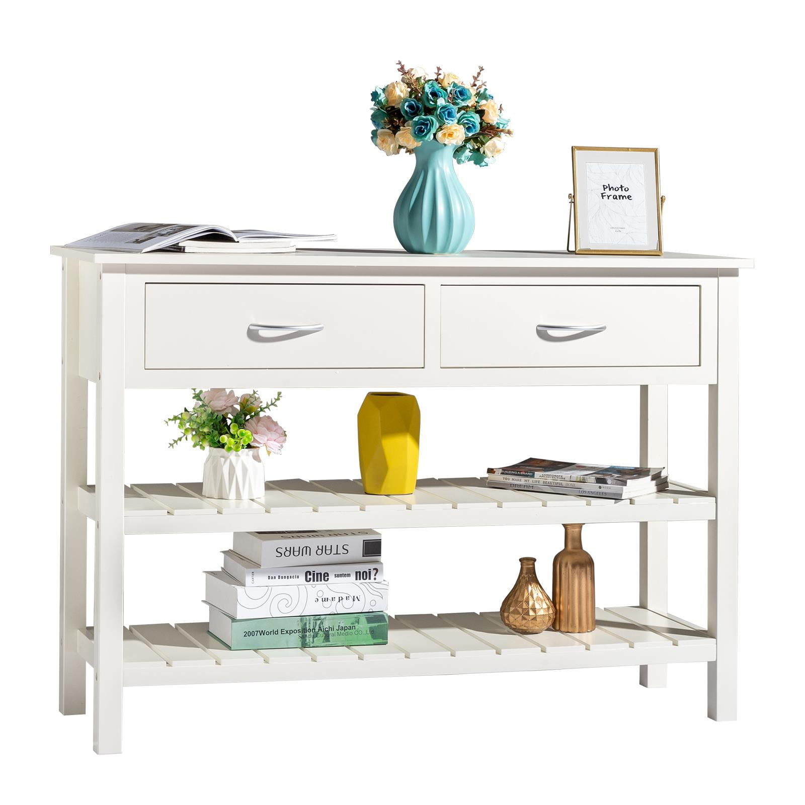 Winado Modern 2-Drawer Console Table Sofa Side Table with Two Storage ...