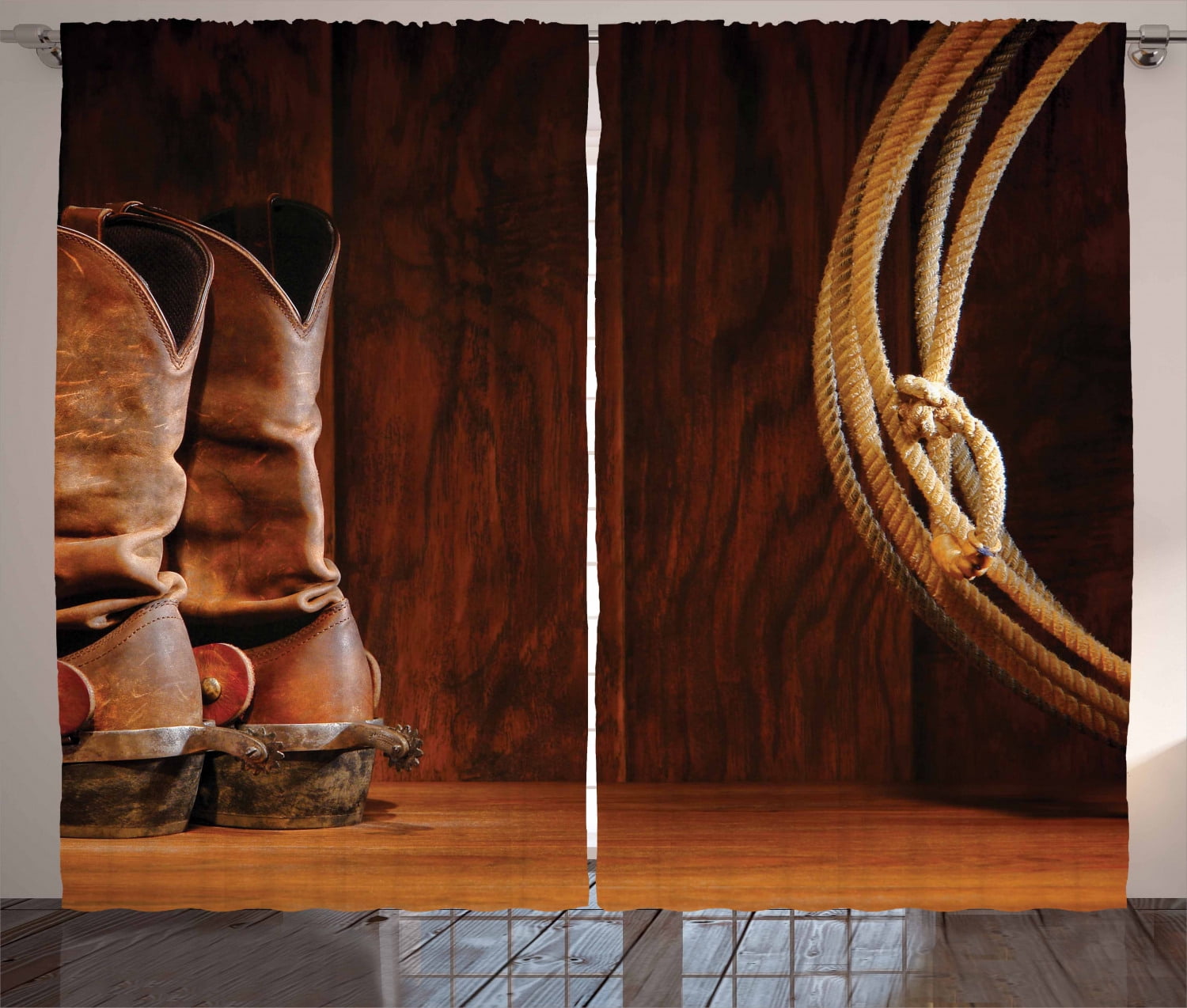 Western Decor Curtains 2 Panels Set, American Style Cowboy Wild West ...