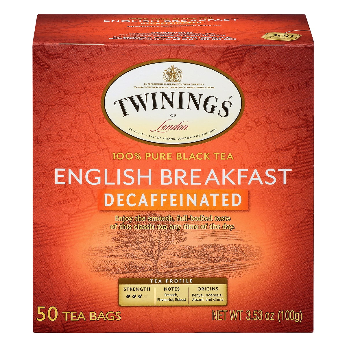 Twinings English Breakfast Decaffeinated Pure Black Tea Bags, 50 Count ...