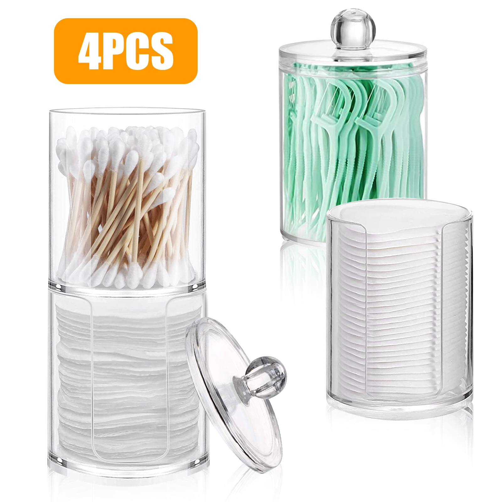 EEEkit 4/2pcs Qtip Holder Dispenser for Cotton Ball, Cotton Swab, Round ...