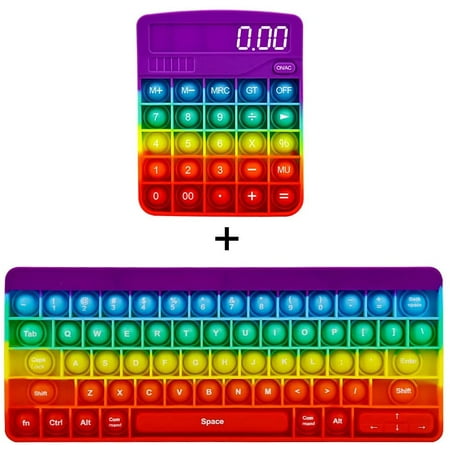 IGUOHAO 2 Pack Keyboard Calculator Shape Fidget Blocks Rainbow Keypad ...