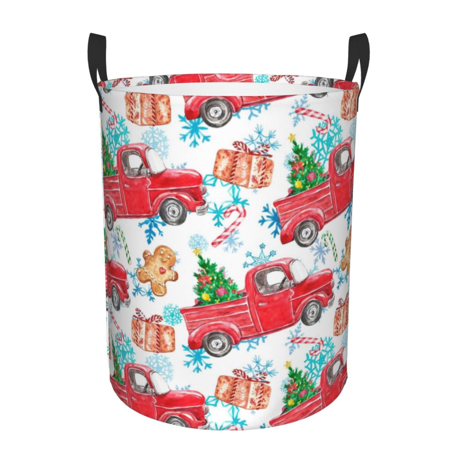 Fotbe Watercolor Red Truck And Fir Tree Cesto de Ropa con Asas, Cesto ...