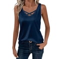 Favoffer Women's Sleeveless Cami V Neck Cross Satin Surface Casual Tank ...