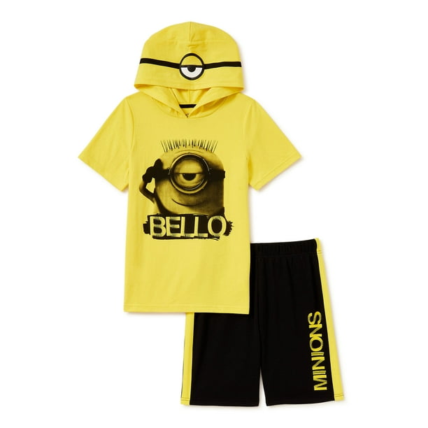 Minions - Minions Boys Hoodie T-Shirt & Knit Pull On Shorts with Mask ...
