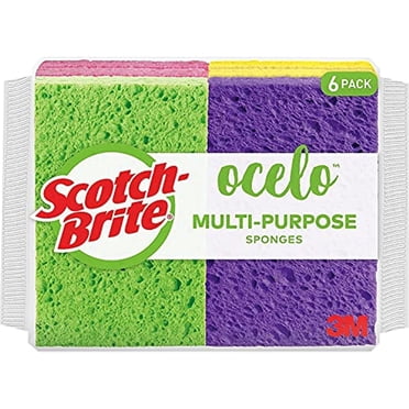 ocelo O-Cel-O Sponge w/3M Stayfresh Technology, 4 7/10 x 3 x 3/5, 4 ...