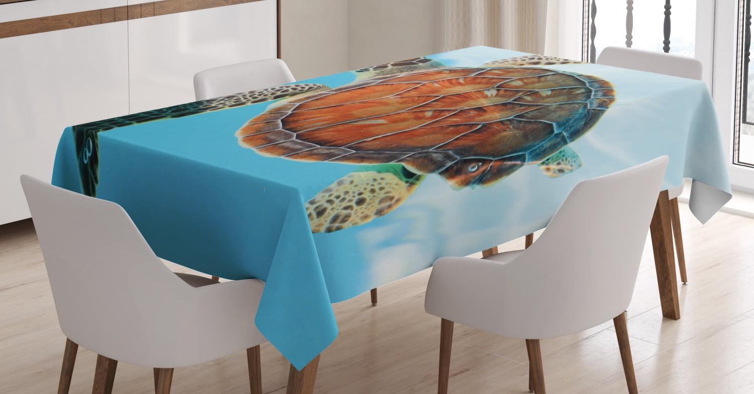 Ambesonne Turtle Tablecloth Rectangular Table Cover, Sea Animal ...