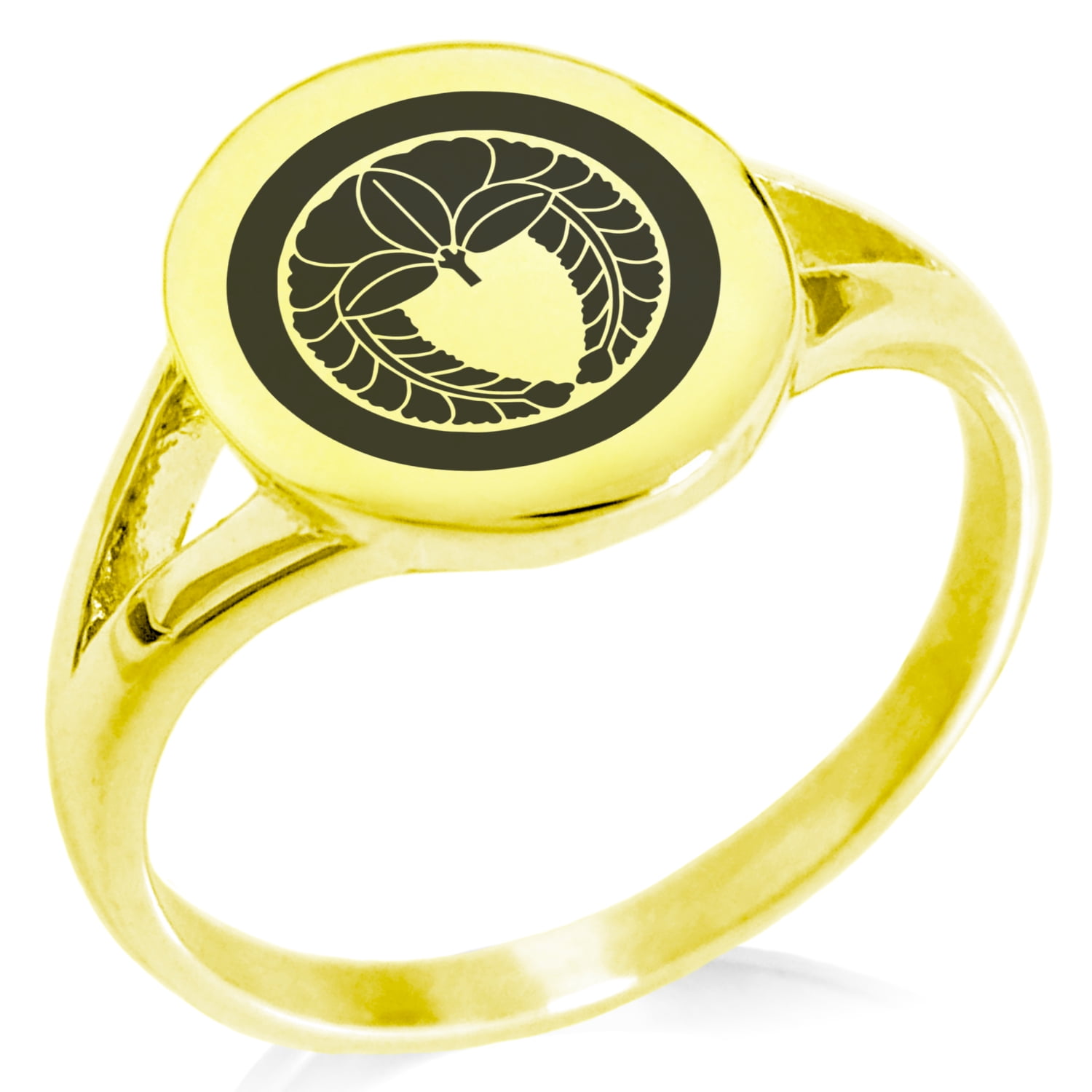 Stainless Steel Natsuka Samurai Crest Minimalist Oval Top Polished ...