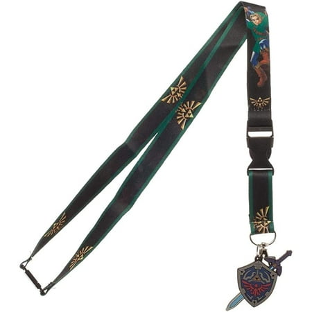 The Legend of Zelda Lanyard with 3D Rubber Master Sword & Hylian Shield ...