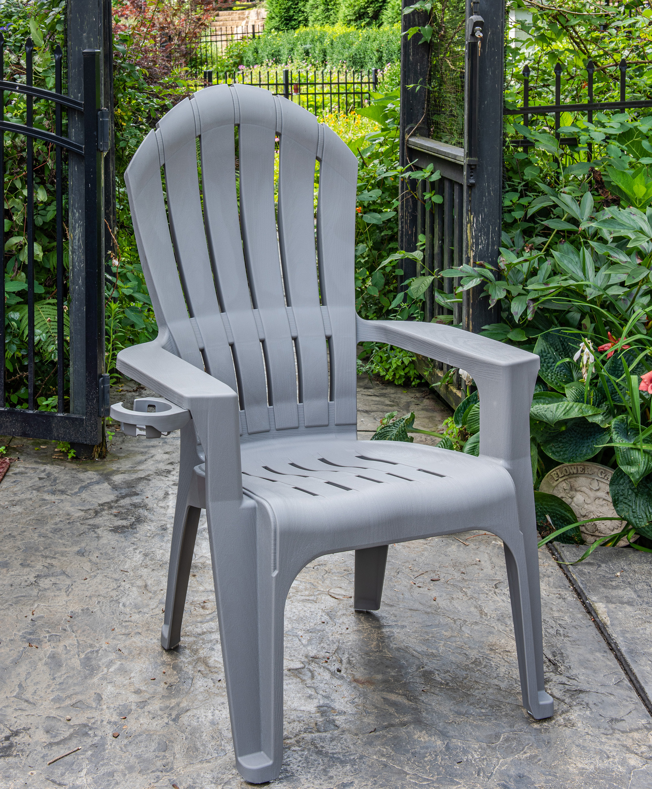 Adams Big Easy Outdoor Resin Adirondack Chair With Cup Holder Gray Adams Big Easy Outdoor Resin Adirondack Chair With Cup Holder Gray
