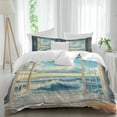 4 Piece Duvet Cover Set Queen, Window Scenery Blue Sky Seaside Ocean ...