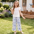 COEQINE Girls High Waisted Wide Leg Pants with Ruffle Hem, Full Length ...