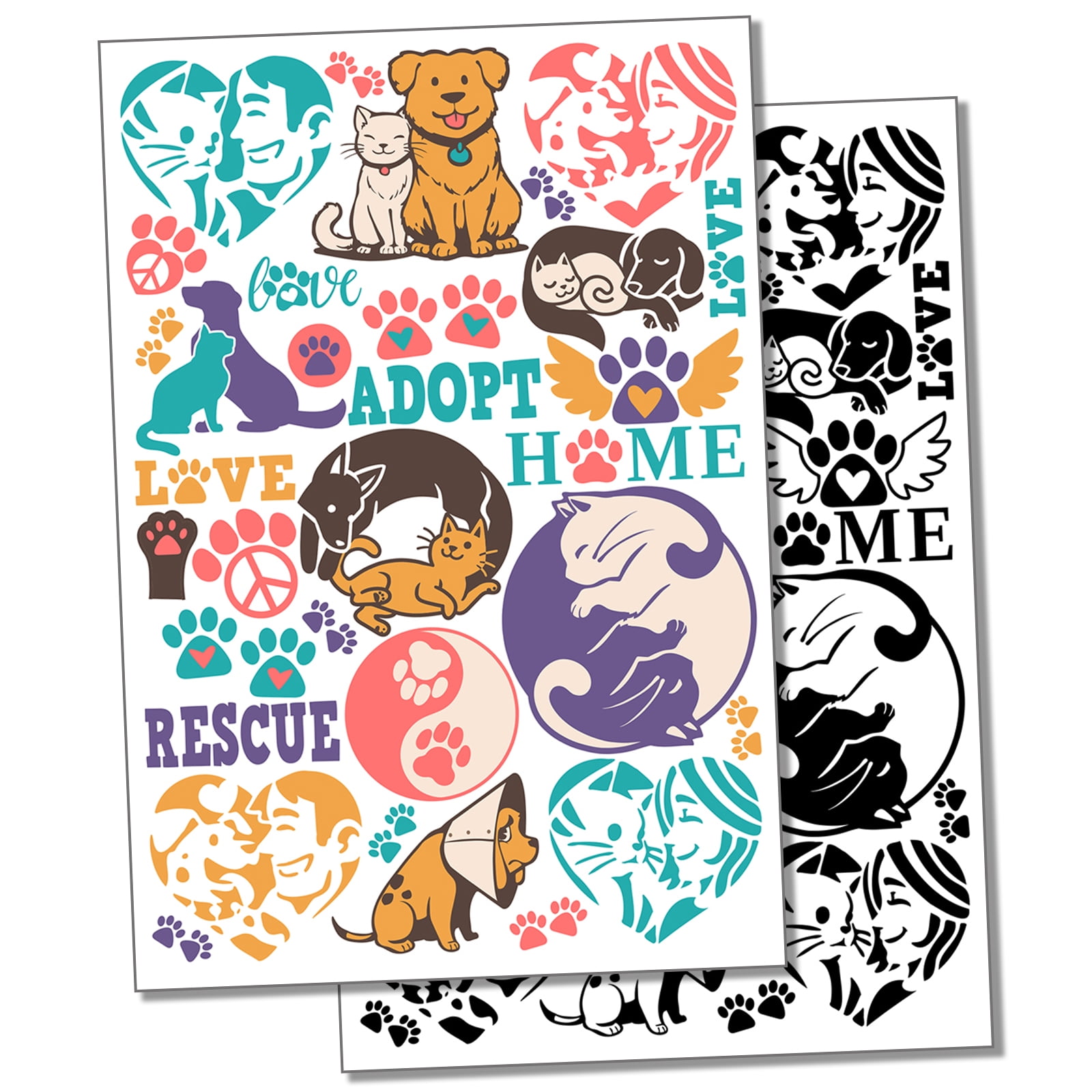 Rescue Adopt Shelter Cat Dog Water Resistant Temporary Tattoo Set Fake ...