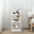 Fionafurn Foldable Wooden 4-Tier Ladder Shelf, Sturdy Shelving Unit for ...