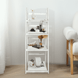 Fionafurn Foldable Wooden 4-Tier Ladder Shelf, Sturdy Shelving Unit for ...