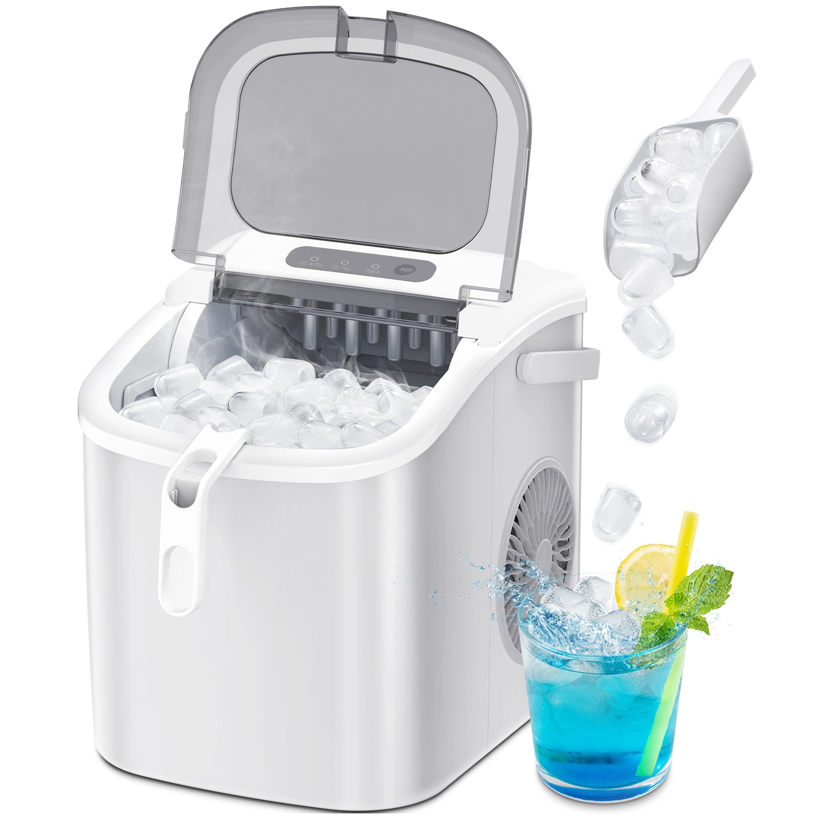 AGLUCKY Countertop Ice Maker, Portable Ice Machine with Handle, 26Lbs ...