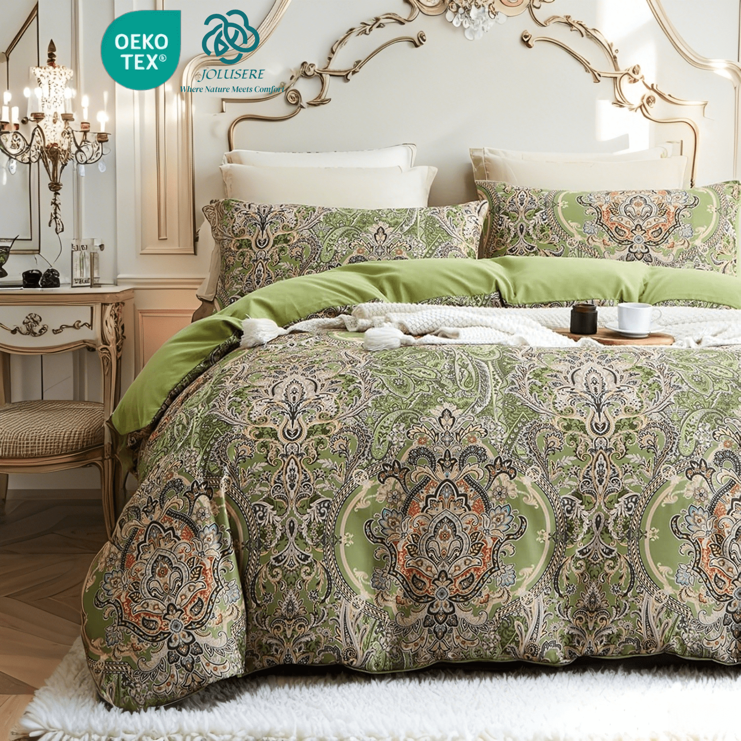 JOLUSERE Duvet Cover Set King Size, 3 Pieces Boho Vintage Floral ...