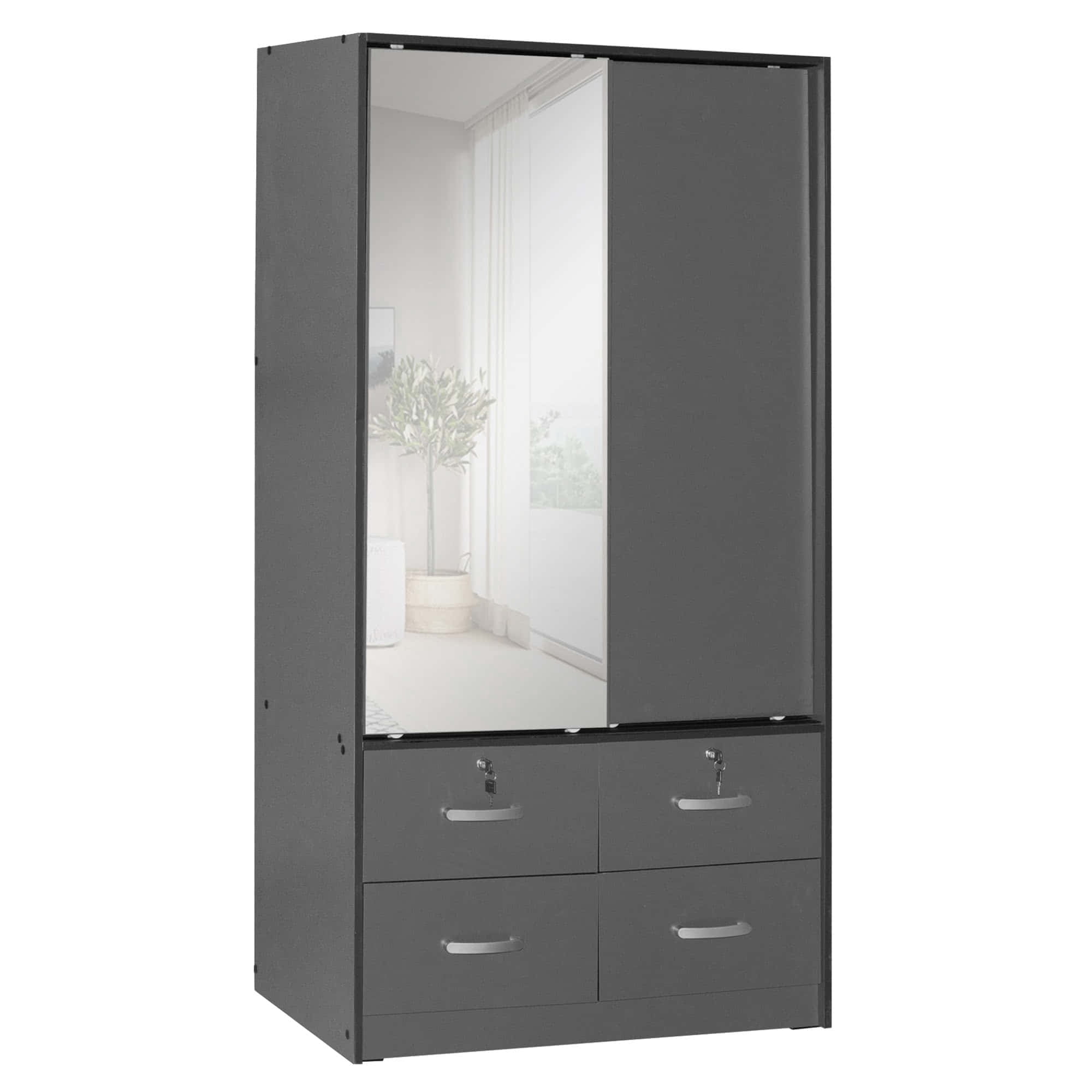 Sarah Double Sliding Door Wardrobe with Mirror - Walmart.com